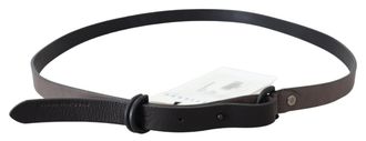 Costume National Womens Brown Leather Skinny Round Buckle Belt