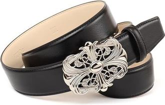 Anthoni Crown Ceinture Automatique en Cuir, Noir, 80 cm Femme