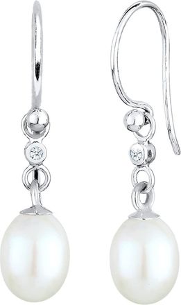 DIAMORE Elli DIAMONDS Earrings Women Elegant with Freshwater Pearls and Diamond (0.03 ct.) in 925 Sterling Silver