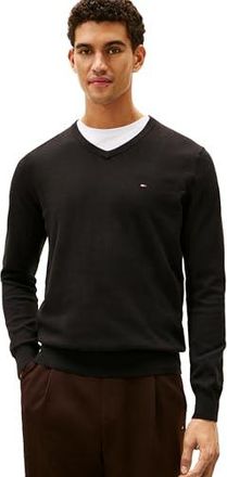 Tommy Hilfiger Mens Sweater with V Neck Deep Knit Black X Large