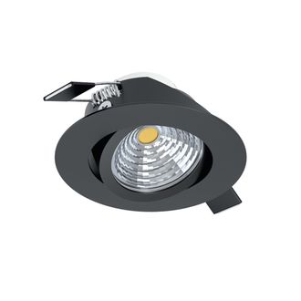Eglo LED Einbaustrahler Saliceto, Deckenspot dimmbar, runder Deckenstrahler flach, Aluminium in Schwarz, warmwei&szlig;, &Oslash; 8,8 cm