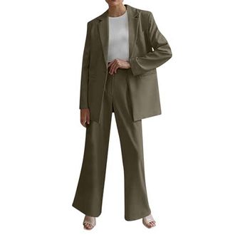 Generic Surv&ecirc;tement pour femme - Col haut - Style d&eacute;contract&eacute; - Fente lat&eacute;rale - Pull en tricot - Pantalon large - 2 ensembles de jogging pour femme Co Ords -