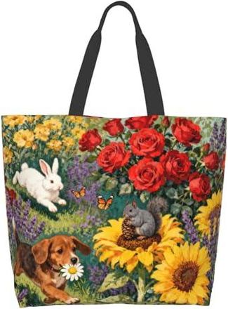 Generic Animaux Dr&ocirc;les Fleurs De Jardin Sac Fourre-Tout Imperm&eacute;able Sacs R&eacute;utilisable Sac Courses Pour Travail Voyage Plage