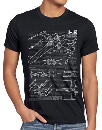 style3 X-Wing Herren T-Shirt Blaupause t-65, Gr&ouml;&szlig;e:3XL, Farbe:Schwarz