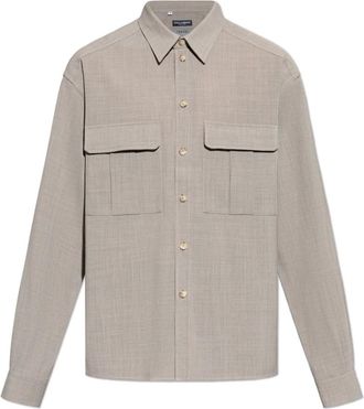 Dolce & Gabbana Homme, Chemises, Gris, Taille: XL Chemise en laine &agrave; poches