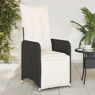 vidaXL Gartensessel Verstellbar mit Kissen Schwarz Poly Rattan - Vidaxl