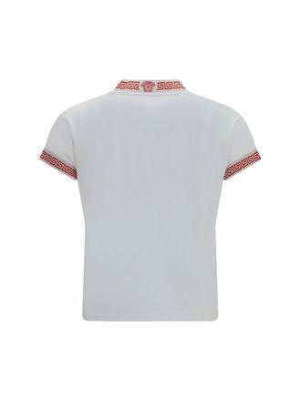 Versace Womens T-Shirt Greca V-Neck Optical White Cotton T-Shirts & Jerseys