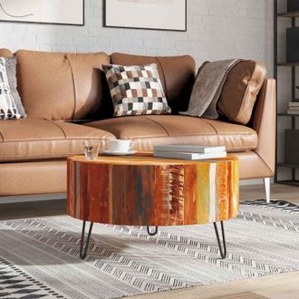 vidaXL Vidaxl - Table basse ronde Bois massif de r&eacute;cup&eacute;ration