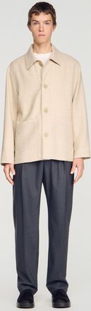 Sandro Blouson droit en laine boutonn&eacute;