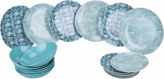 Villa D'Este Home Tivoli VDE 1996 Tafelservice 18-teilig Porzellan und Steinzeug, 6 Teller in 2 verschiedenen Dekoren, Cozumel, 5911291