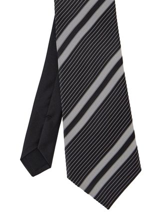 Saint Laurent Mens Silk Tie White-Black Ties & Bow White/black