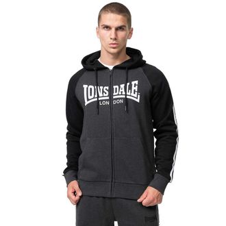 Lonsdale Herren Kapuzensweatjacke mit Reißverschluss Normale Passform GLENTRUAN Marl Anthra/Black/White M, 117473
