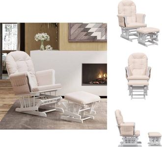 vidaXL Schaukelsessel mit Hocker Gleitend Hellrosa Stoff - Schaukelsessel - Relaxsessel - Glider Stuhl - Wickelstuhl - Stillstuhl