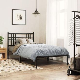 vidaXL Bettgestell mit Kopfteil Metall Schwarz 100x190 cm Vidaxl