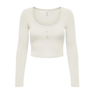 Only Only, Femme, Tops, Beige, Taille: 44 FR Haut court Lina &agrave; manches longues