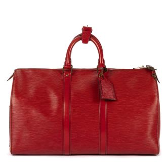 Louis Vuitton Crossbody Bags - Keepall Black Stitchings 45 - Gr. unisize - in Rot - f&uuml;r Damen