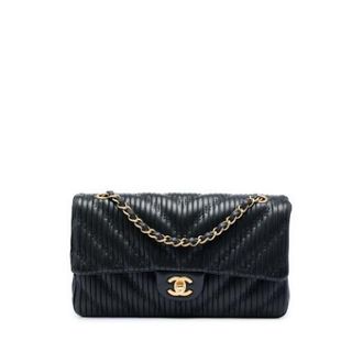 Chanel Pre-owned Pleated Leather Crossbody Bag - - Pre-owned - Damen - Schwarzk - ONE SIZE