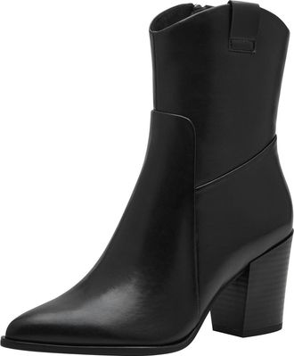 Marco Tozzi Damen Stiefeletten mit Absatz aus Kunstleder Spitz, Schwarz (Black), 37 EU