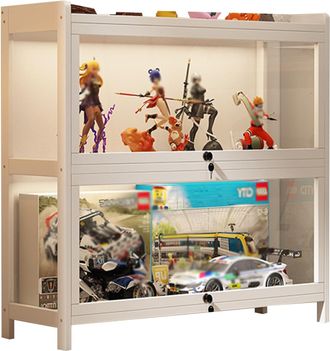 Generic Sammelschrank, Aufbewahrungsschrank aus Natürlichem Bambus, Tür Öffnet Sich Selbstständig, Großes Fassungsvermögen, Keine Beleuchtung Enthalten(White,