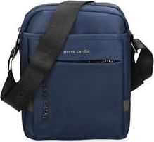 Pierre Cardin Sac à bandoulière pour homme Cuir végétalien Produit végétalien 18x25x6 cm 1701-ALAN09, bleu, Taille unique