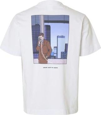 Selected T-shirt droit imprim&eacute; en coton biologique