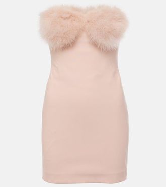 Blumarine Minikleid aus Jersey mit Federn