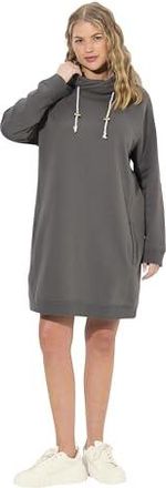 Ulla Popken Sweatkleid, Stehkragen, Langarm, Taschen Robe décontractée, Gris Graphite, 54-56 Femmes