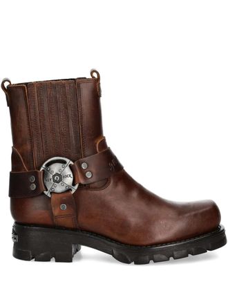 New Rock Stiefel mit Lederriemen 50mm - Braun