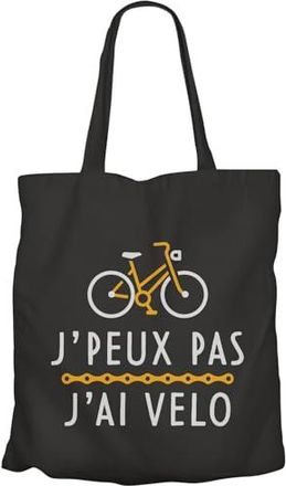 Fabulous Tote Bag Sac Shopping en Toile Noir - JPeux Pas Jai V&eacute;lo Cyclisme VTT Route - 10 L