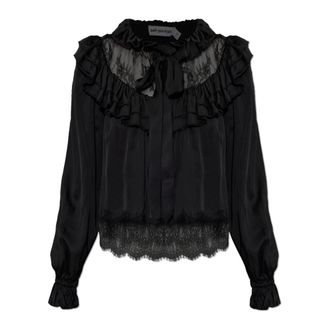 Self Portrait Shirt mit Spitzendetails - - Blouses & Shirts - Damen - Schwarzk - XS
