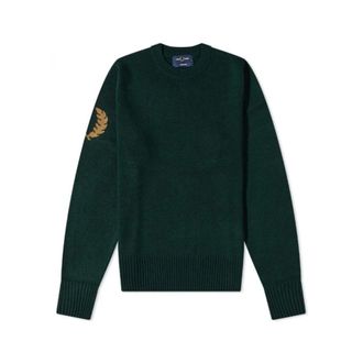 Fred Perry Rundhals-Strickpullover - - Knitwear - Herren - Gr&uuml;n - XL