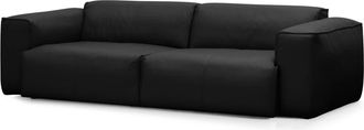 Studio Copenhagen home24 3-Sitzer Sofa Schwarz Echtleder Neka 251 x 71 x 102cm Modern