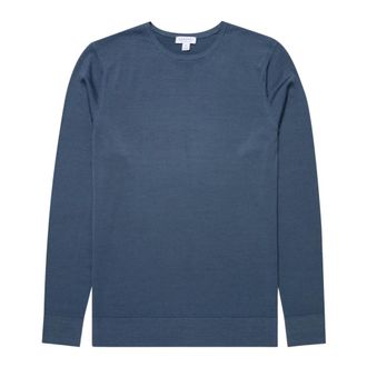 Sunspel Pull en laine m&eacute;rinos extra-fine - Homme - Pulls - Bleu - Taille: XL