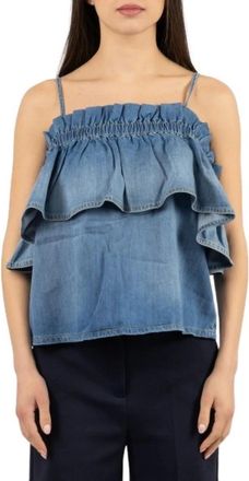 Pinko Pinko, Femme, Tops, Bleu, Taille: 38 FR Blouse sans manches