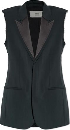 Ami Femme, Vestes, Noir, Taille: 38 FR Gilet en laine