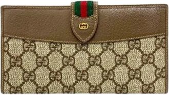 Gucci unisex, Pre-owned, Brun, Taille: ONE Size Portefeuille Long en Cuir Pre-owned