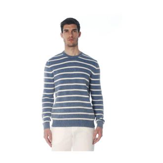 MC2 Saint Barth Gestreiftes Baumwoll-Rundhals-Shirt im Marine-Stil - - Knitwear - Herren - Mehrfarbig - XL