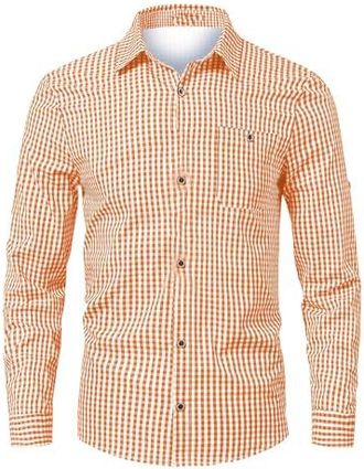 Generic Chemise boutonn&eacute;e pour homme, grande et haute, &agrave; manches longues, col &agrave; revers, chemises ray&eacute;es, l&eacute;g&egrave;rement ajust&eacute;e, chemise d&eacute;contract&eacute;e tendance, ha