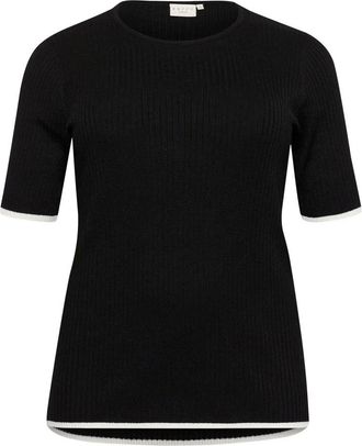 Kaffe Curve Femme, Pulls, Noir, Taille: 42 FR Pull &agrave; col contrastant noir