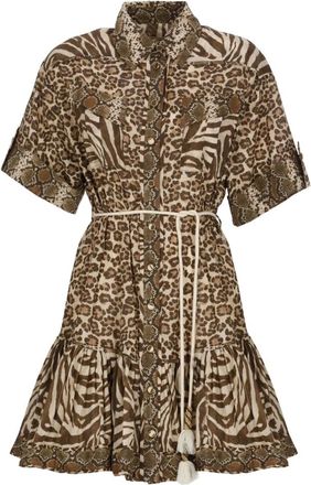 Zimmermann Femme, Robes, Brun, Taille: 40 FR Wanderlust Lantern Mini Dress