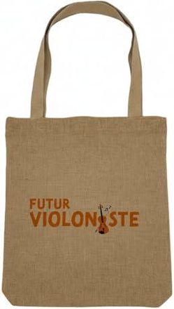 Fabulous Sac Shopping Tote Bag Aspect Lin - Futur Violoniste Heifetz Paganini Violon Musique - Sac de Courses Toile Epaisse 360g Beige Naturel Cabas Port&eacute; Epau