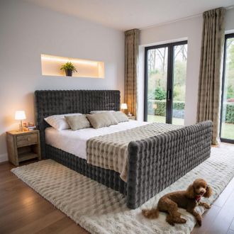 KAISER Boxspringbett mit bettkasten, matratze, topper, blanket stoff Bubble 120x200 cm Graphit