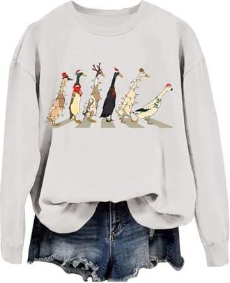 Generic Sweat-shirt de No&euml;l pour femme Motif animal de No&euml;l Amoureux de la ferme, blanc, XXL