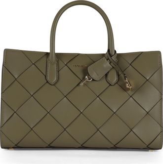 Michael Kors Women MD EW Satchel Hand Bag, Safari Green