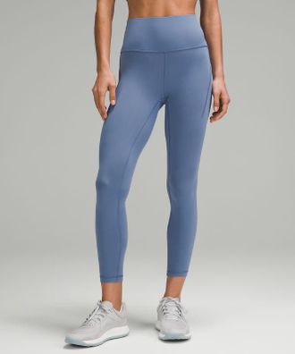 lululemon Wunder Train Leggings mit hohem Bund und Taschen f&uuml;r Frauen - 63,5 cm - Gr&ouml;&szlig;e 10 in Oasis Blue