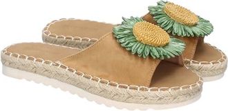 Shoes & Blues Sandales plates pour femme, style été, confortables et légères, design moderne avec ornement floral sur la raquette, idéales pour le printemps-été., v