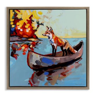 Stupell Industries Adam Swanson Leinwandbild, Motiv Foxs Voyage on Canu, gerahmt, 45,7 x 45,7 cm, Braun