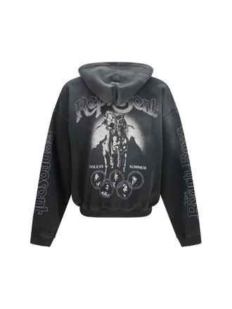 Represent Mens Zip Hoodie Beach Boys Endless Summer Stained Black Cotton Sweatshirts Sweater