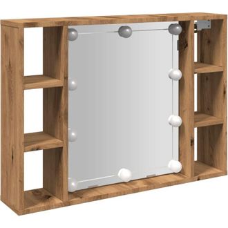 vidaXL Spiegelschrank mit LED-Leuchten Artisan-Eiche 76x15x55 cm - Vidaxl