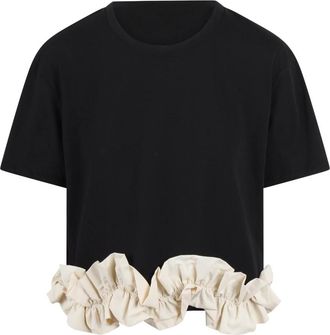 Jovonna London Femme, Tops, Noir, Taille: 40/42 FR T-shirt &agrave; ourlet volant&eacute;